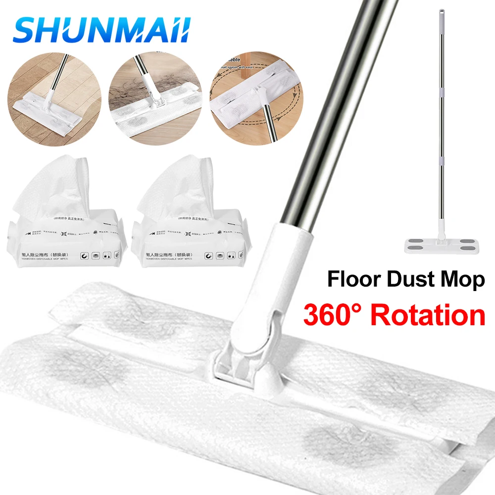 360-Degree-Rotation-Floor-Mop-with-Disposable-Mop-Pad-Cleaning-Mop ...