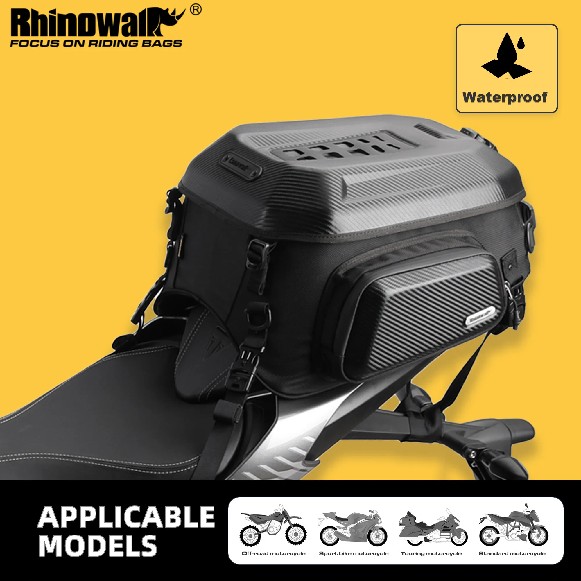 Rhinowalk Motorcycle Tail Bag 100%Waterproof Inner Bag Back Seat Packet ...