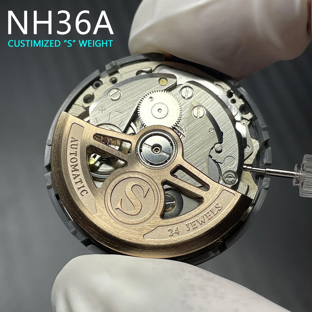 Japan Genuine NH36A Mechanical Movement Modified Rosegold Rotors 24 ...