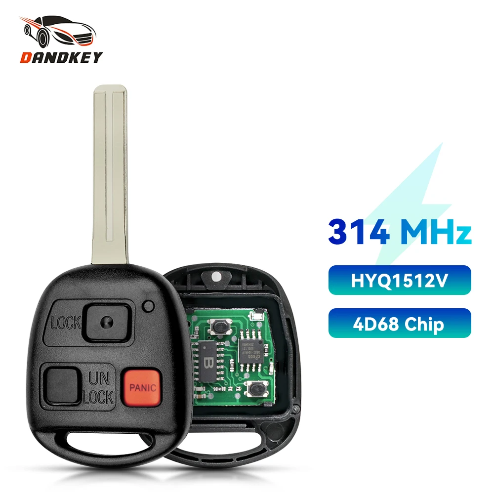 Dandkey-3-Buttons-Short-Blade-Remote-Control-Car-Key-Fob-314MHz-With-4C ...