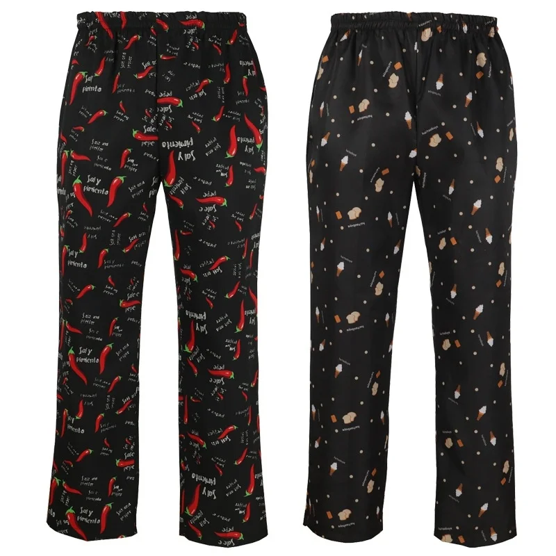 Chef Restaurnat Pants Men Women Fashion Kitchen Cook Waiter Elastic ...