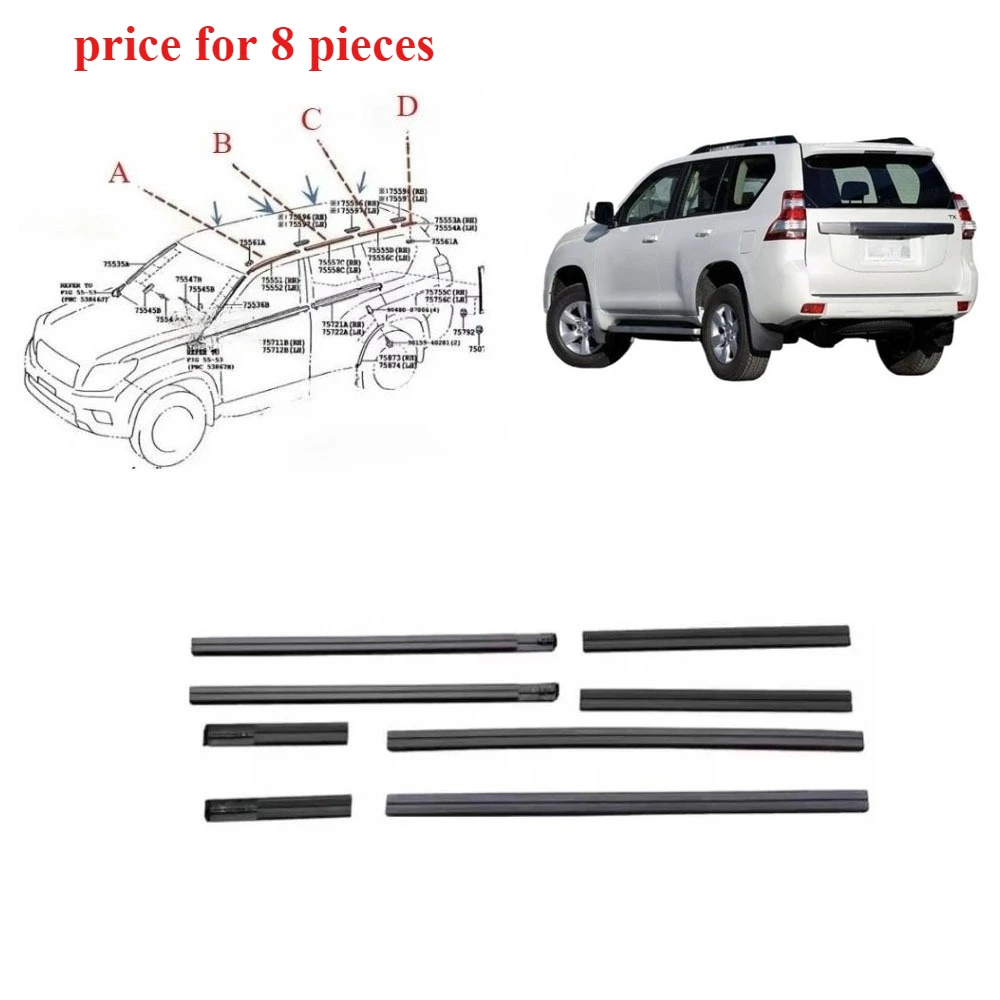 8 Pcs Roof Rubber for Toyota LC150 2010-2022 75551-60120 Roof Seal for ...