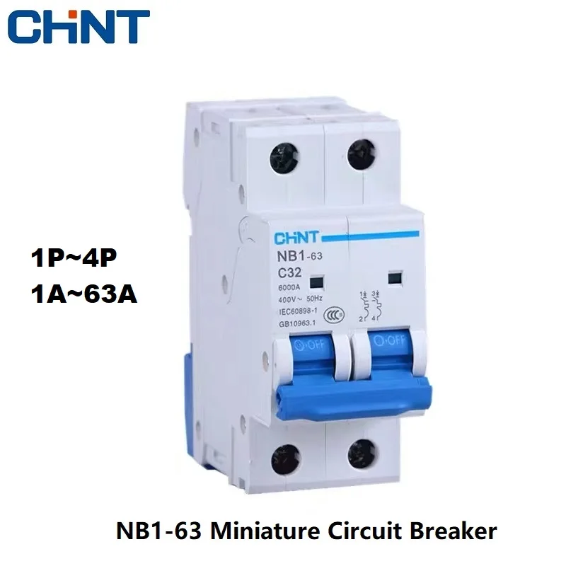 CHNT CHINT NB1-63 1P 2P 3P 4P AC 230/400V MCB Circuit Breaker DIN Rail ...