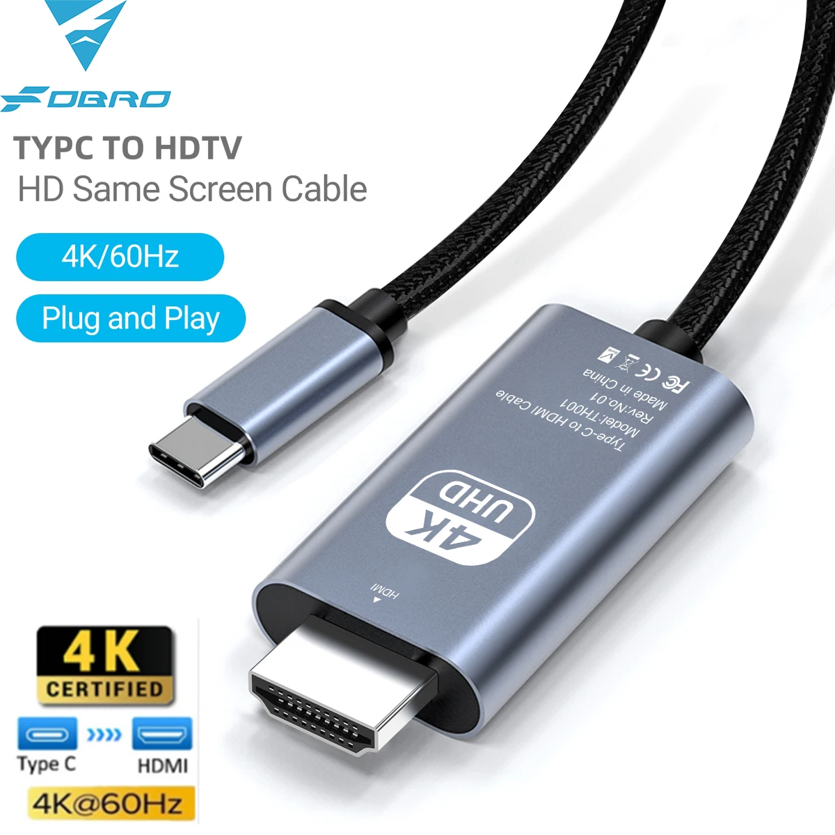 Type-C-to-HDMI-Cable-4K-60Hz-120Hz-USB-C-to-HDMI-Compatible-HDTV-Cable ...