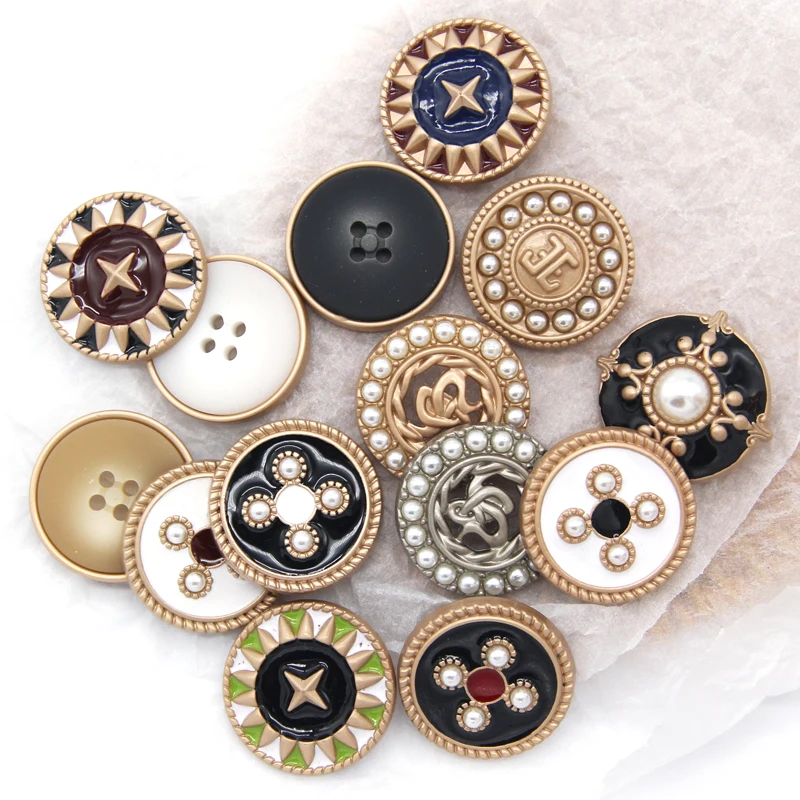 6pcs-Faux-Pearl-Gold-Women-Coat-Metal-Buttons-For-Clothing-Garment ...