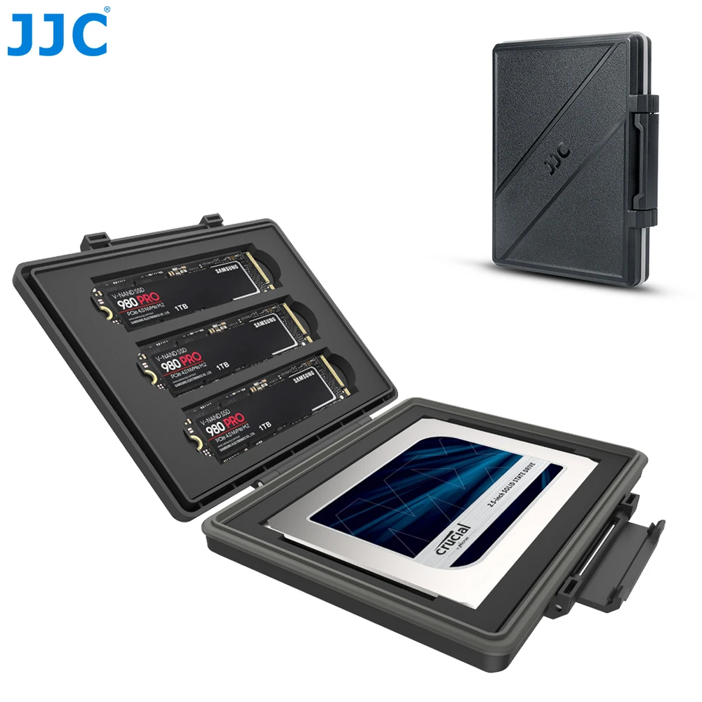 JJC Portable SSD Carrying Case Shockproof Storage Box Holder EVA Foam for 3x M.2 NVME 2280 & 1x ...