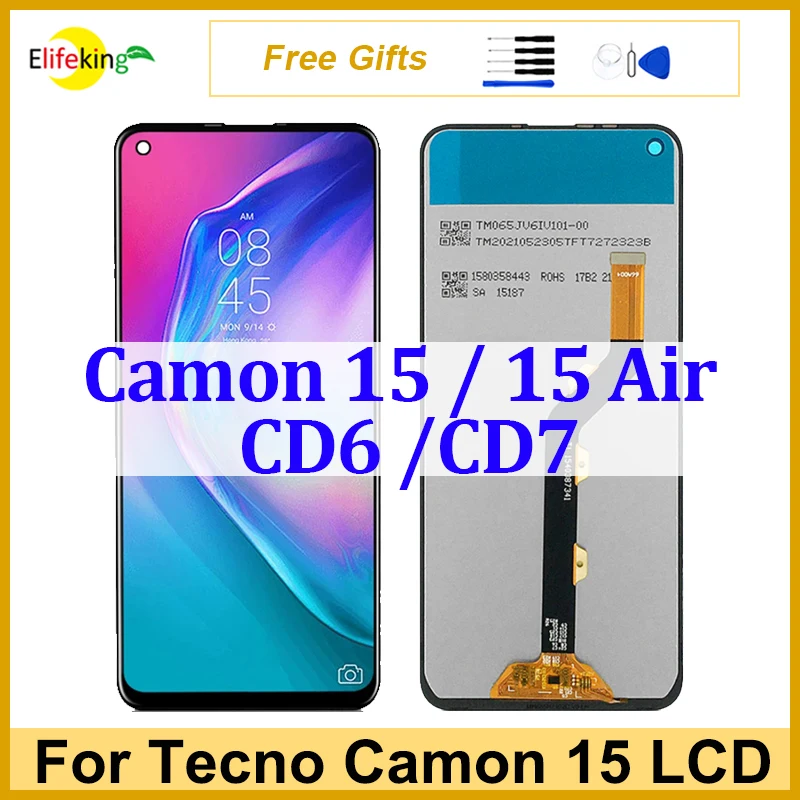 6.6" Original LCD For Tecno Camon 15 CD7 Display Touch Screen For Tecno Camon 15 Air CD6 ...