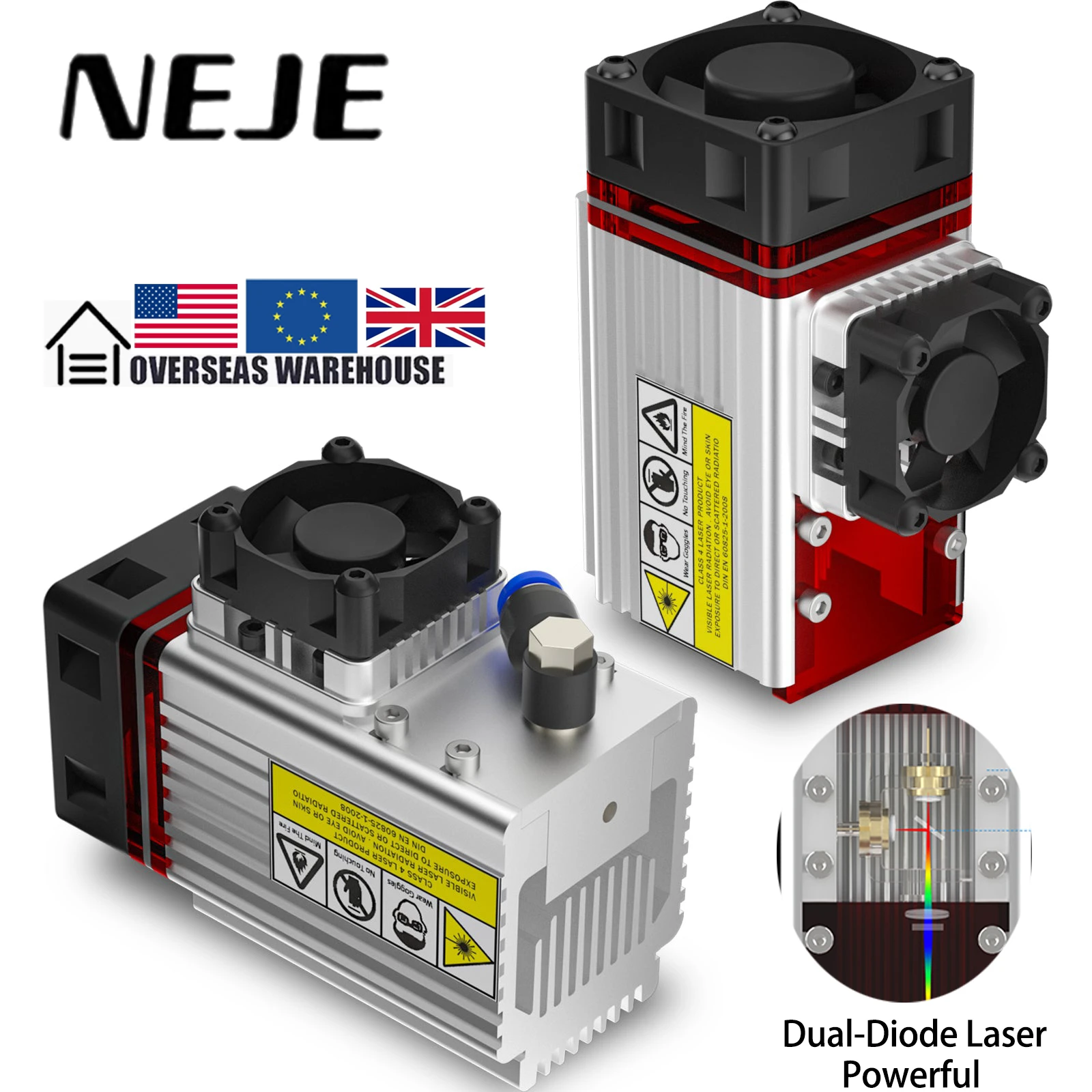 NEJE Laser Module 80W A40640 E40 High Power with Air Assist Metal ...