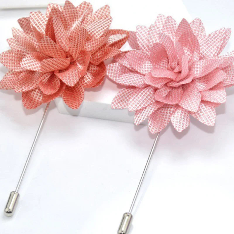 Handmade Brooches New Floral Lapel Pin for Men Suit Long Neddle Fabric ...