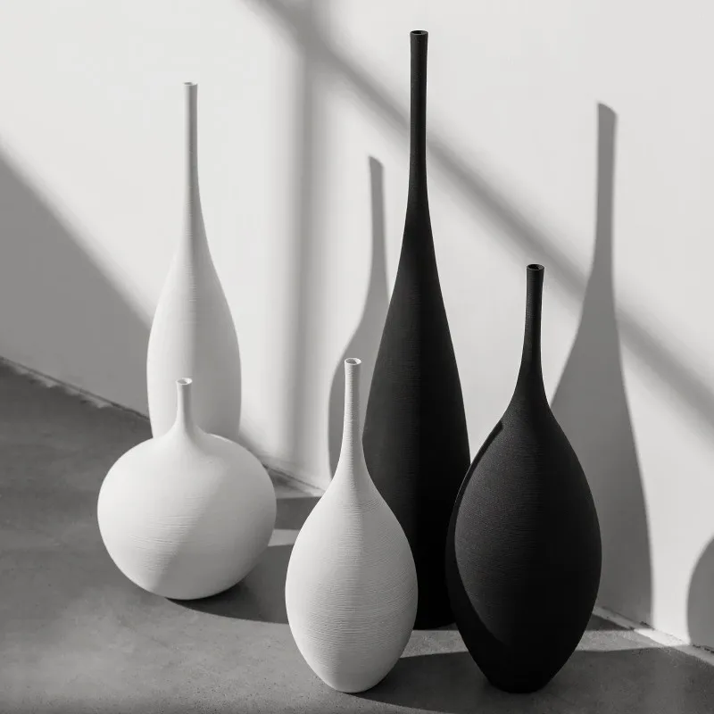 Modern-Minimalist-Handmade-Ceramic-Vase-Black-and-White-Simple-Design ...