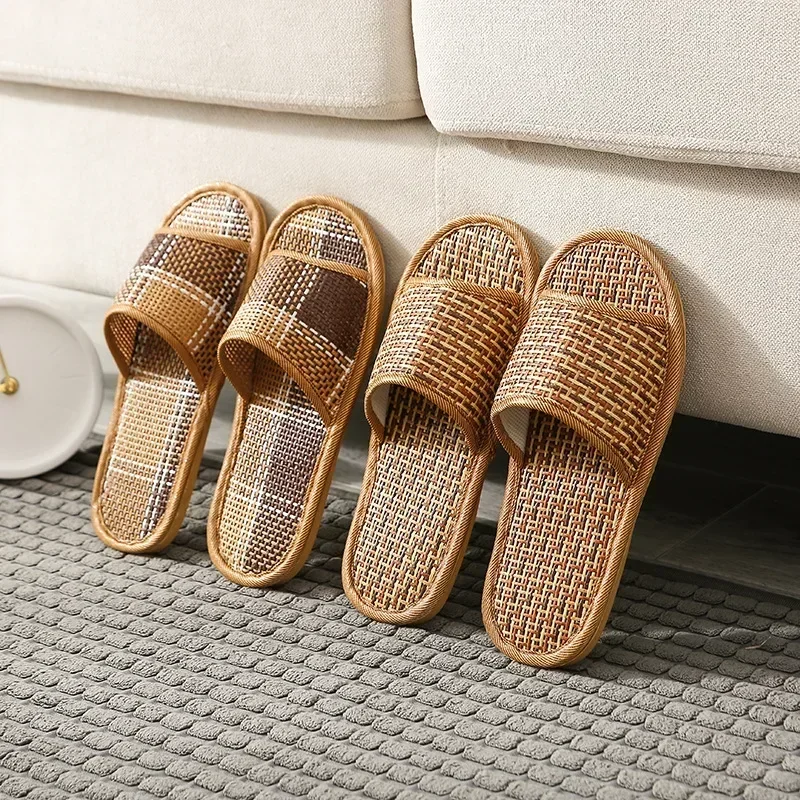 Rattan-Grass-Household-Woven-Sandals-Indoor-Silent-Bamboo-Sandals ...