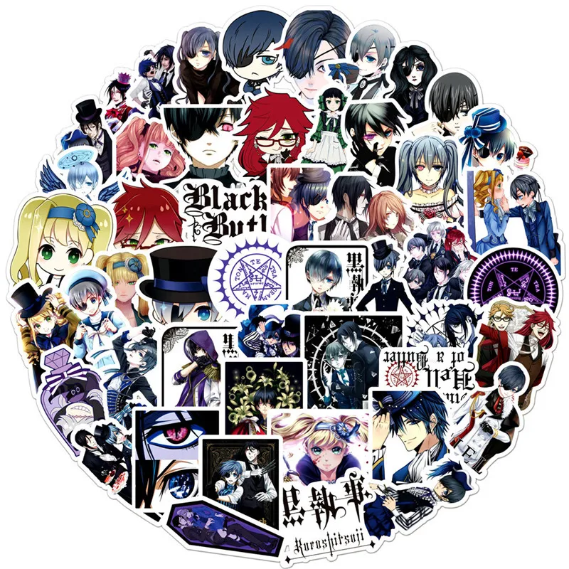 10-50Pcs-Anime-Black-Butler-Stickers-Suitcase-Skateboard-Laptop-Luggage ...