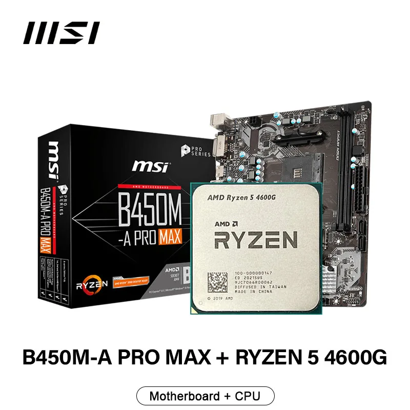AMD Ryzen 5 4600G R5 4600G CPU + MSI B450M A PRO MAX Motherboard Suit Socket AM4 All new but ...