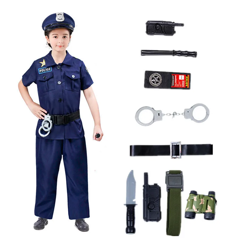 Kids-Police-Costume-Toddler-Traffic-Police-Dress-Up-Set-Handcuffs-Badge ...