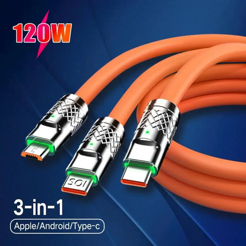 Cable de carga rápida 3 en 1 para IPhone, Micro USB tipo C, 6A, 120W| | - AliExpress