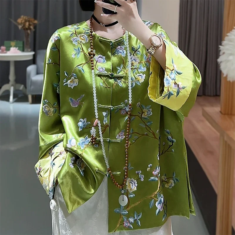 Fashionable-Chinese-High-end-Satin-Jacket-Top-for-Women-Elegant ...