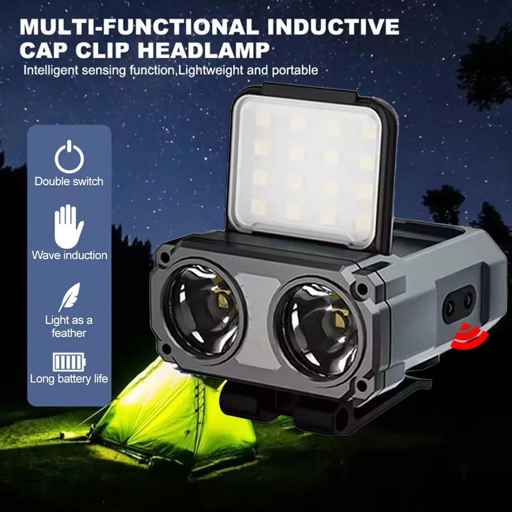 USB-Rechargeable-Dual-Light-Source-Led-Sensor-Headlamp-Built-in-Battery ...