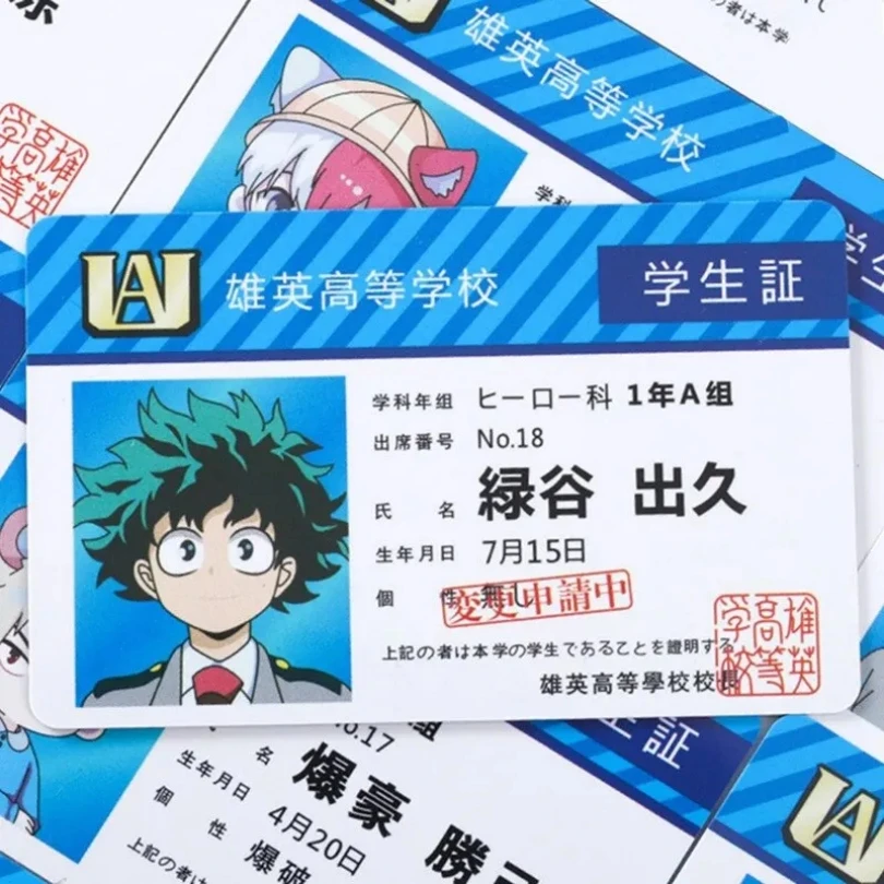 1PCS Anime Peripheral My Hero Academia PVC Student ID Card School Food ...