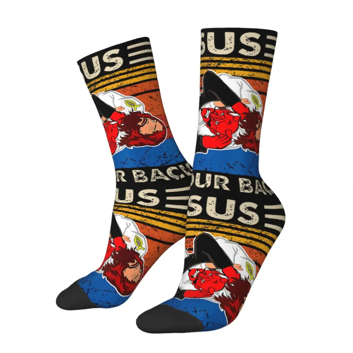 Winter Warm Colorful Men's Women's Jesus Has Your Back Socks BJJ MMA ...