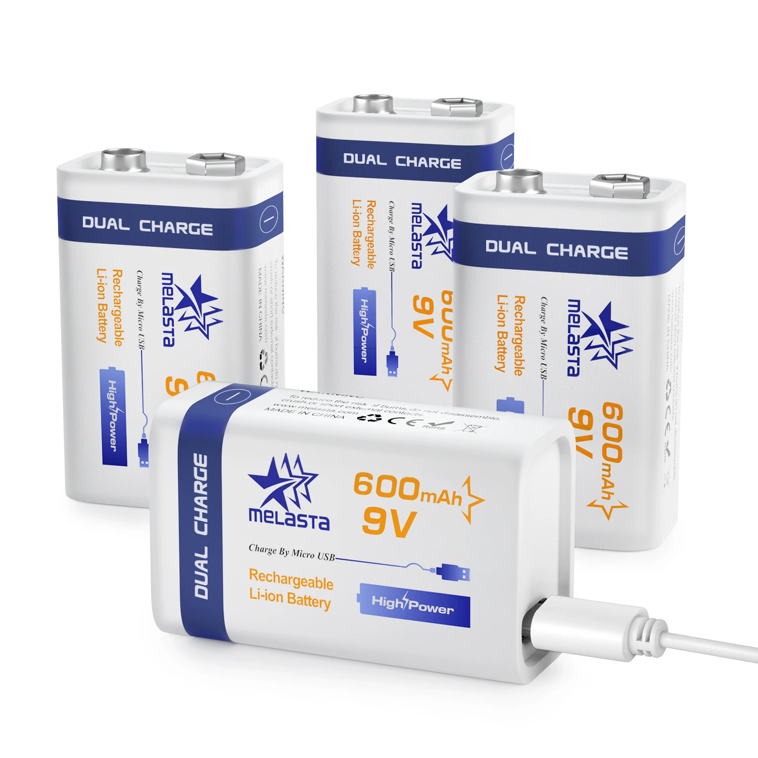 Melasta 2/ 4pcs 9v 6f22 Usb 600mah Li-ion Rechargeable Battery For ...
