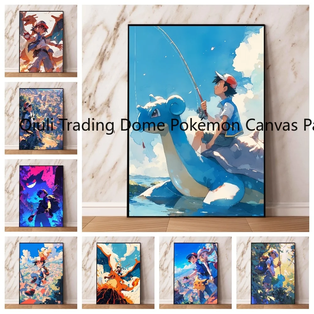 Pokemon-Poster-Peripheral-Pikachu-Charizard-Cartoon-Poster-Mural-Canvas ...