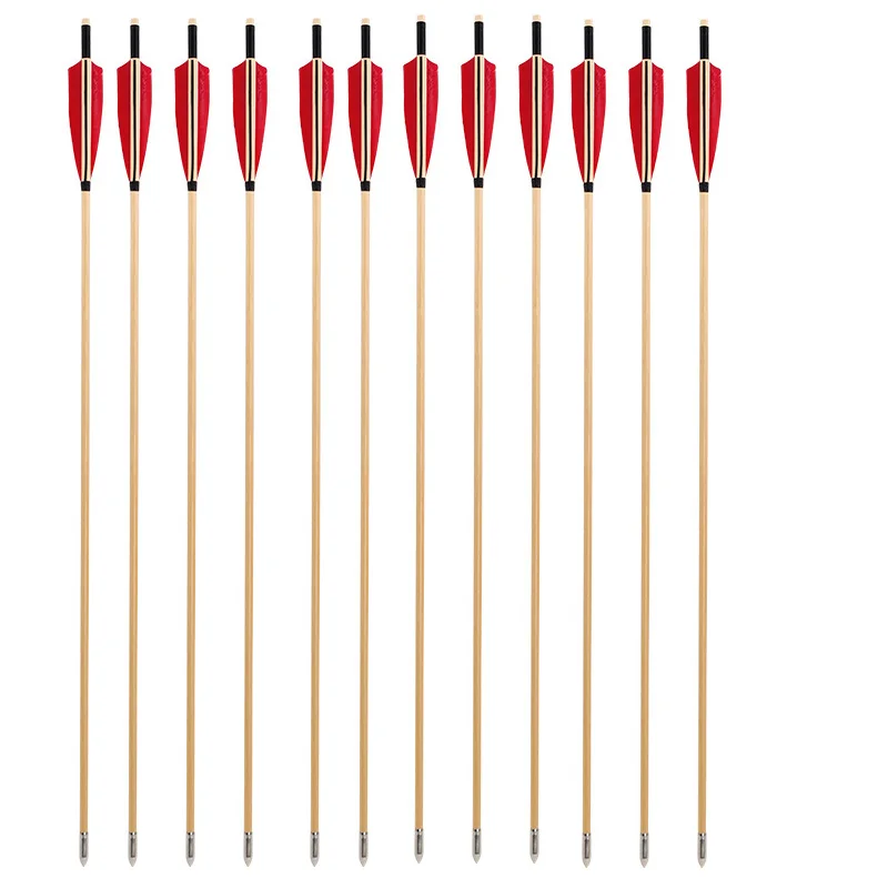 Archery-Wood-Arrows-with-Natural-Feathers-Handmade-Wooden-Arrow-for ...