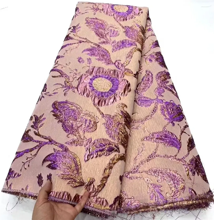 African-Brocade-Jacquard-Fabric-Nigerian-Floral-Damask-Material-Gilding ...