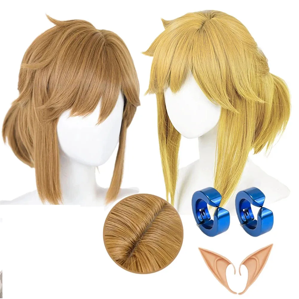 Link Cosplay Blonde Brown Wig Tears of the Kingdom Heat Resistant ...