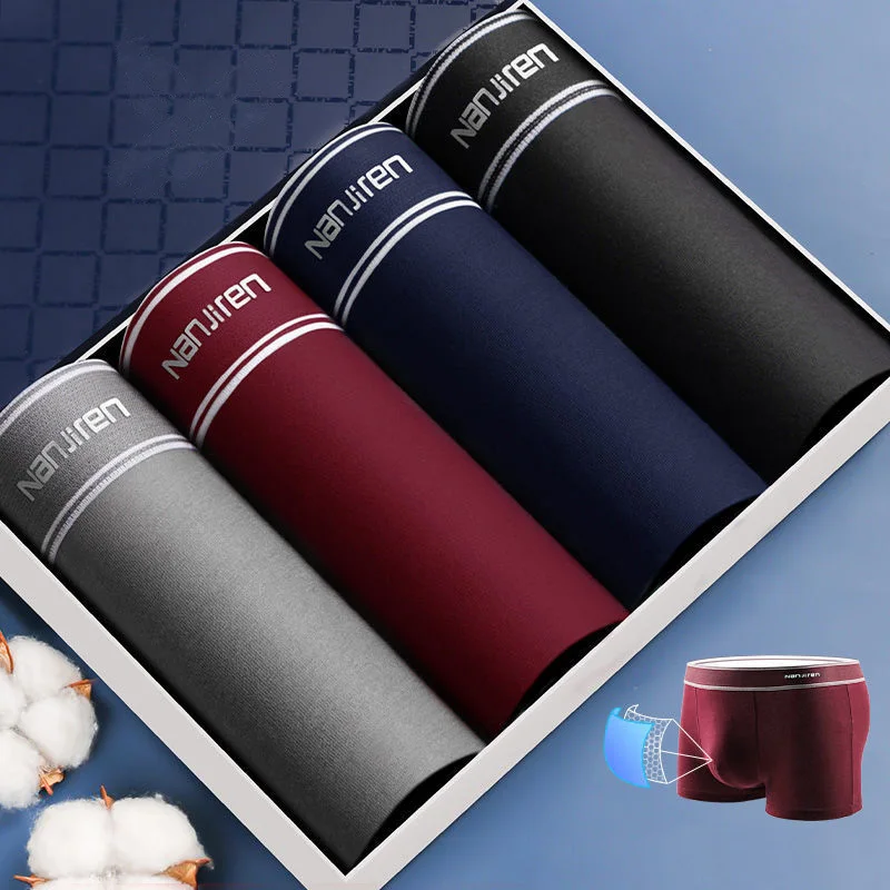 4Pcs Boxer Shorts Men's Underwear Sexy Panties Cotton Boxers Man ...