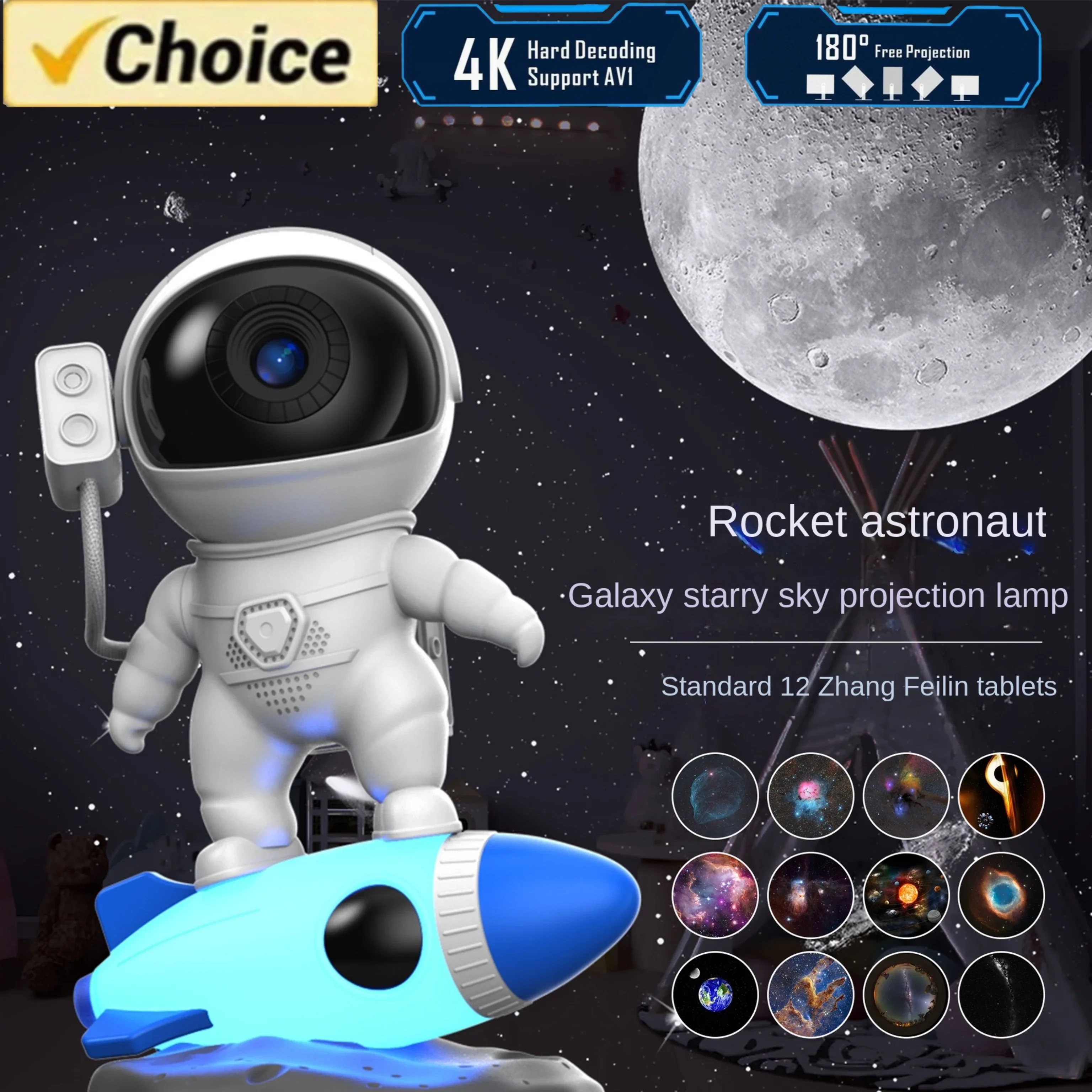 Galaxy-Starry-Astronaut-Sky-Projector-Night-Light-Remote-Control-Rocket ...