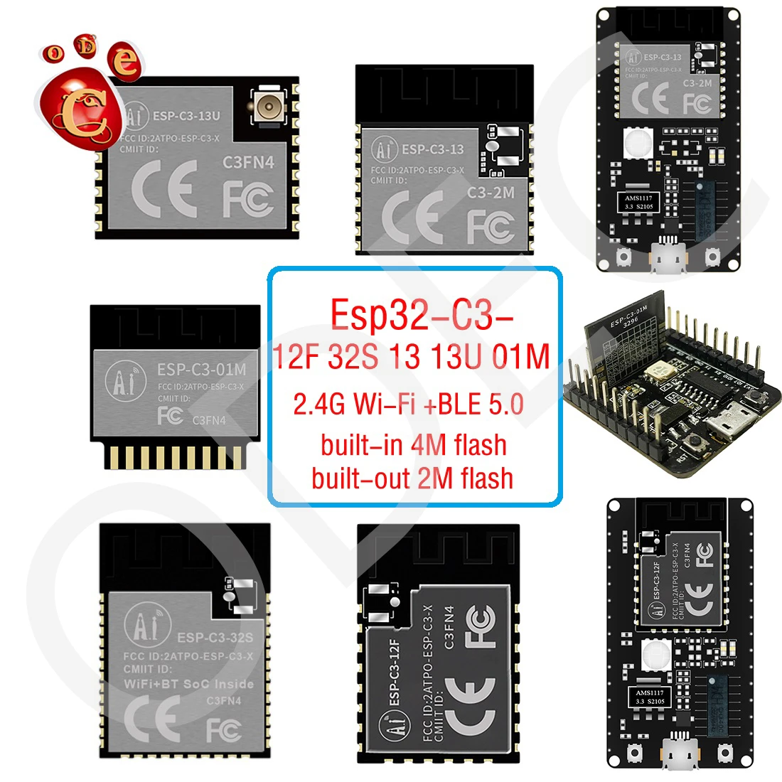 Esp32 C3 Esp32-c3 Esp-c3 Espc3 Esp 12f 13 13u 01m Low Cost Wifi+ Bluetooth 5.0 Series Module ...