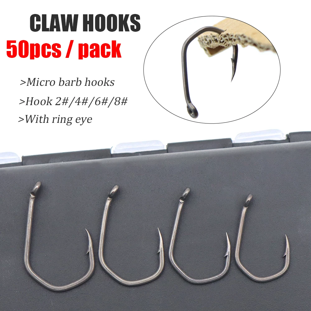 20-50pcs-Carp-Fishing-Hooks-With-Barbed-Rigging-Claw-Hook-For-Method ...
