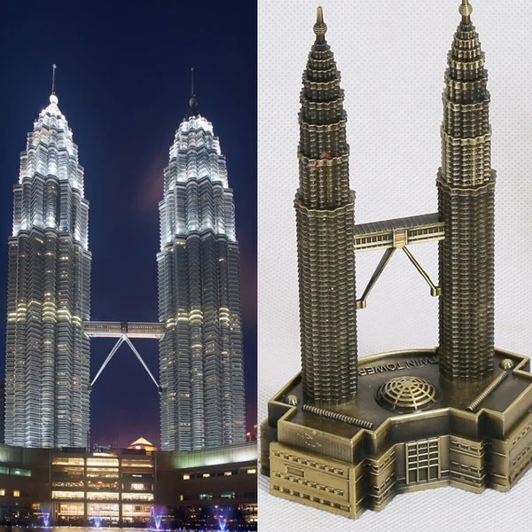 Retro Alloy Crafts Kuala Lumpur Petronas Twin Towers Model for Travel ...