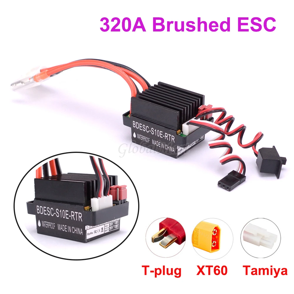 RC 선박 및 RC 자동차용 브러시 모터 속도 컨트롤러, 320A ESC, 2A BEC 고전압, 6 12V 브러시 ESC ...