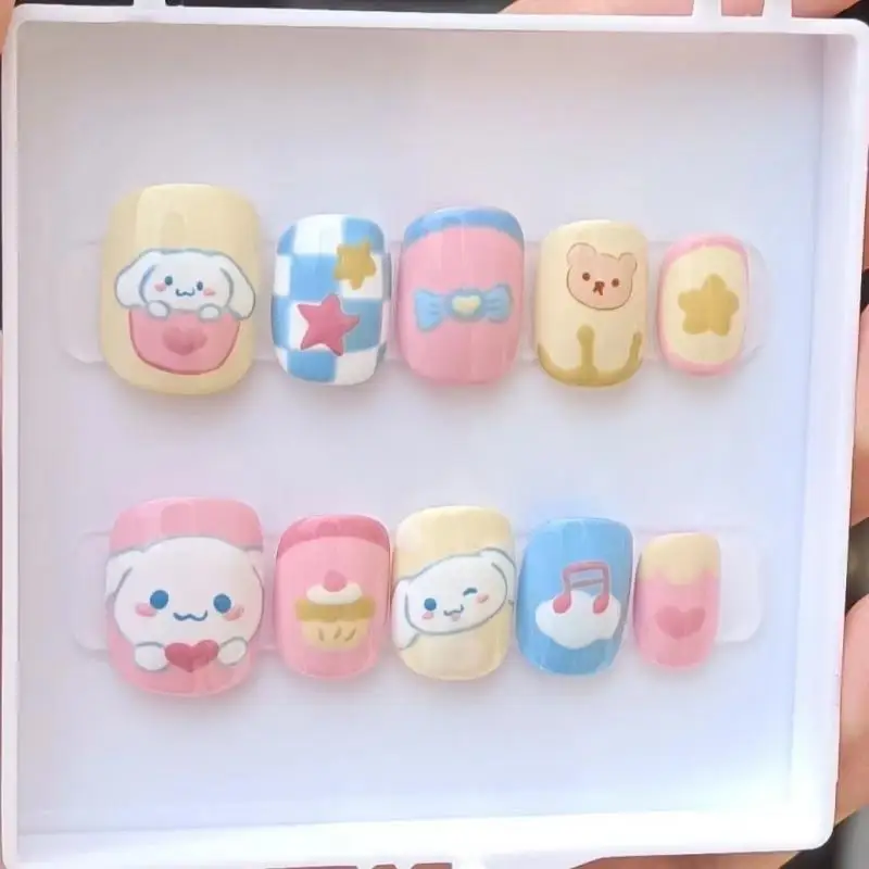 New Sanrio Cute Cinnamoroll Kuromi Short Nail Patch Wearable Nail ...