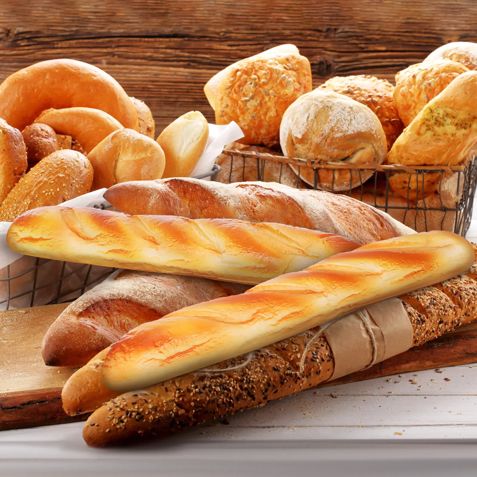 2Pcs Lifelike PU Faux Bread Props Realistic Fake French Loaf for Themed ...