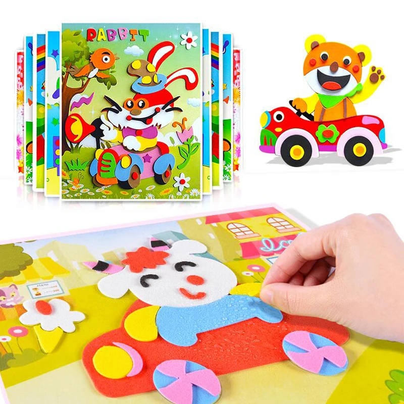 10-5Pcs-3D-EVA-Foam-Sticker-Puzzle-Game-DIY-Cartoon-Animal-Learning ...