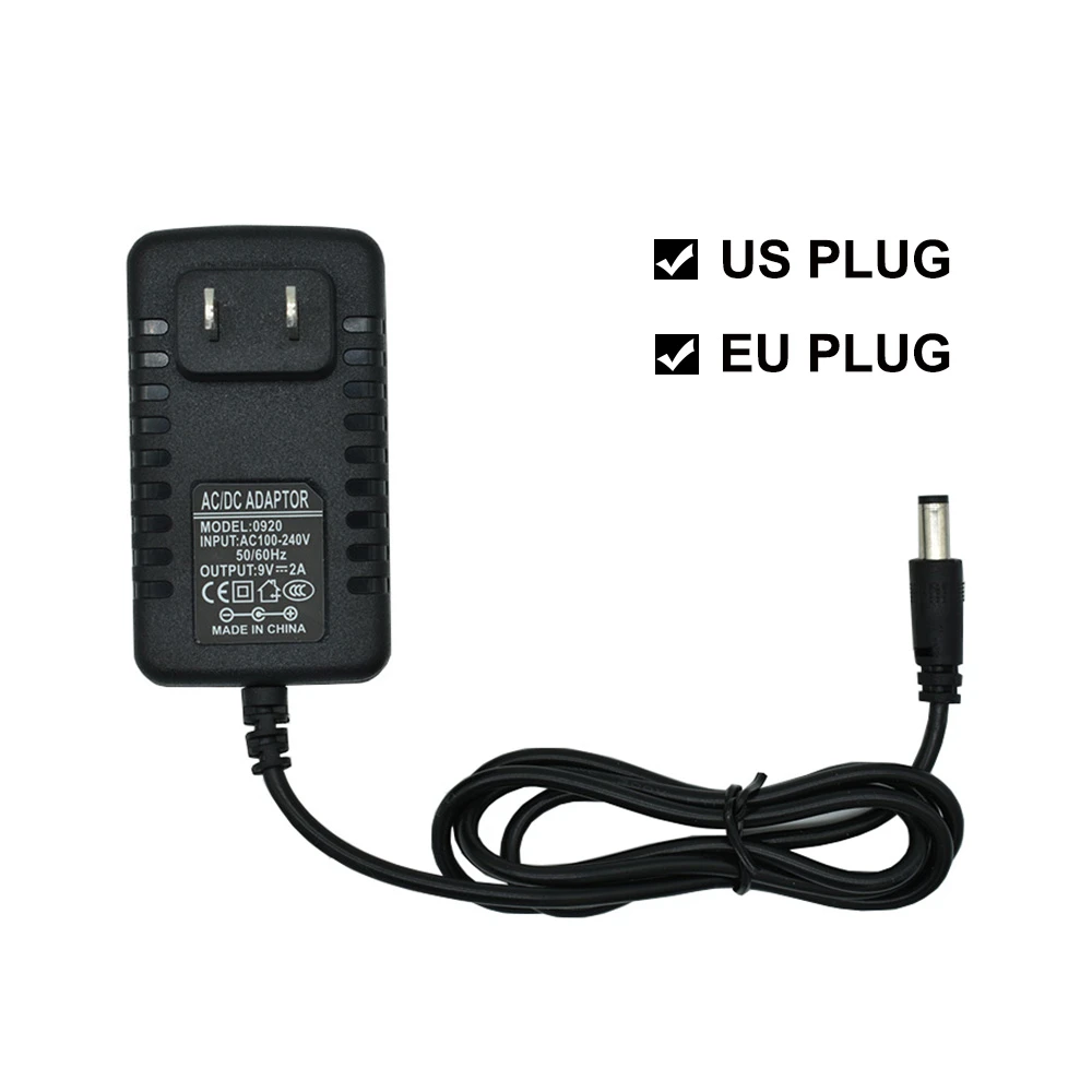 Adapter Power Charger Supply 9V 2A US/EU PLUG Adaptor Compitible ...