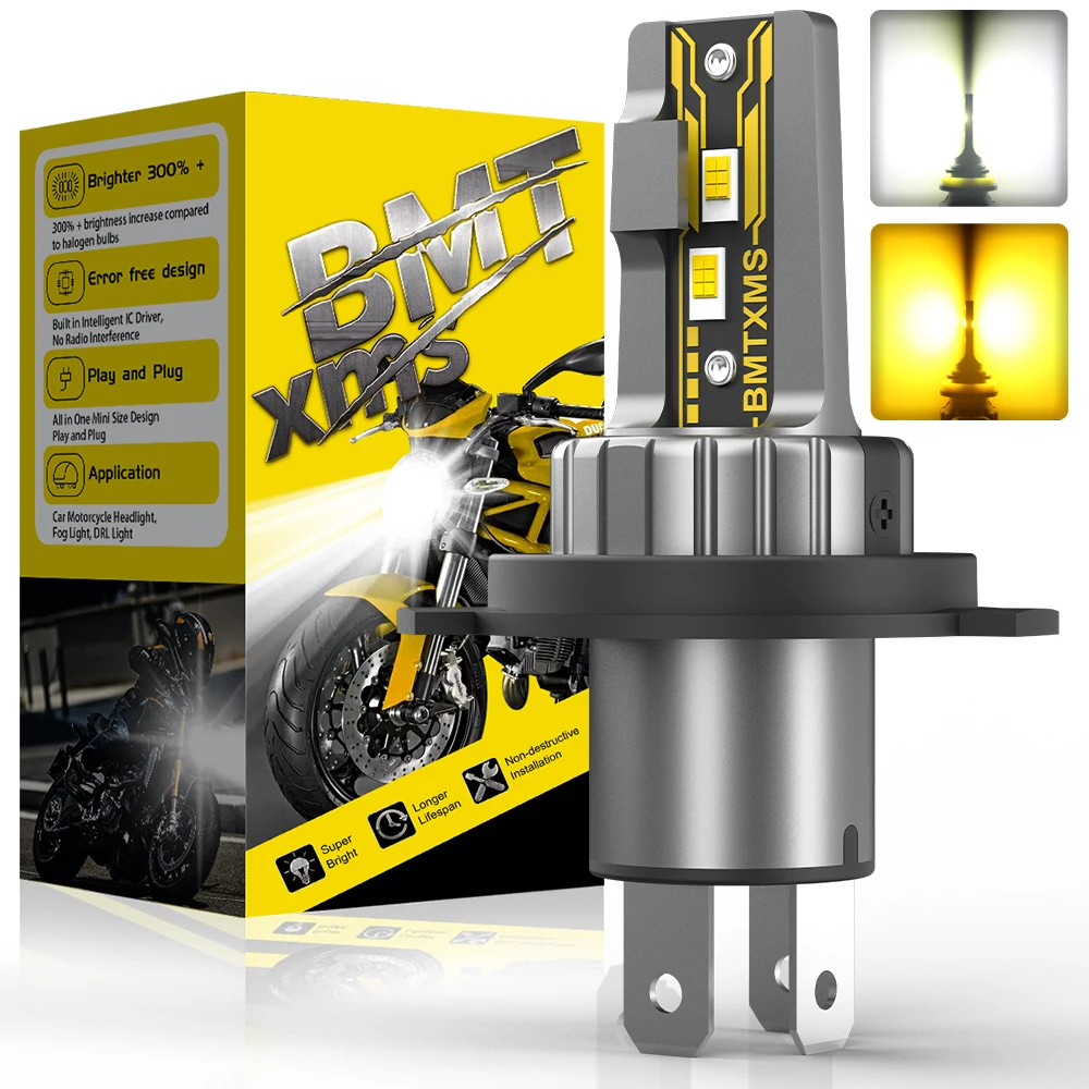 BMTxms-1Pcs-H4-LED-Headlight-Bulb-CSP-Fanless-for-Car-Motorcycle-H4 ...