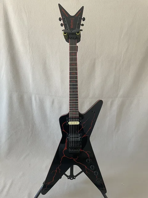 Custom Washburn Dimebag Darrell Signature Model Electric Guitar Black Panel Red Lightning