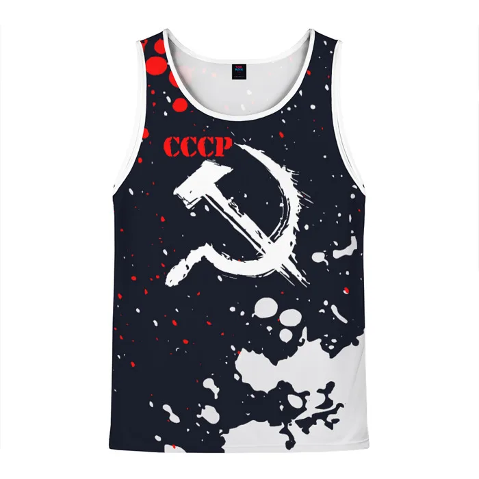 New Men's Fitness Vest 3D CCCP Printed Sleeveless Tank Top Fashion Men ...