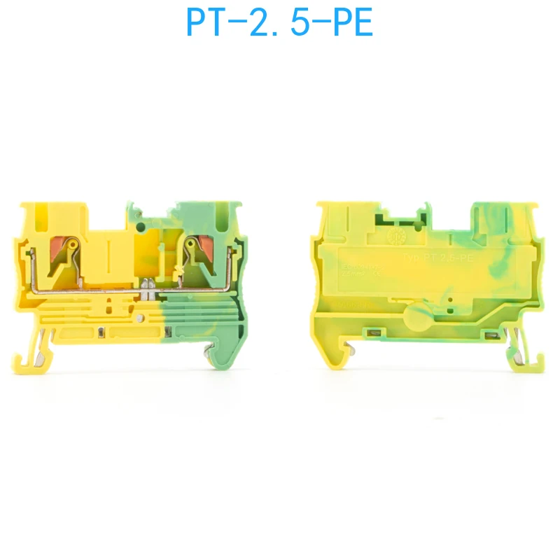 10Pcs-PT-2-5-PE-Push-In-Din-Rail-Ground-Terminal-BlockSpring-Connection ...