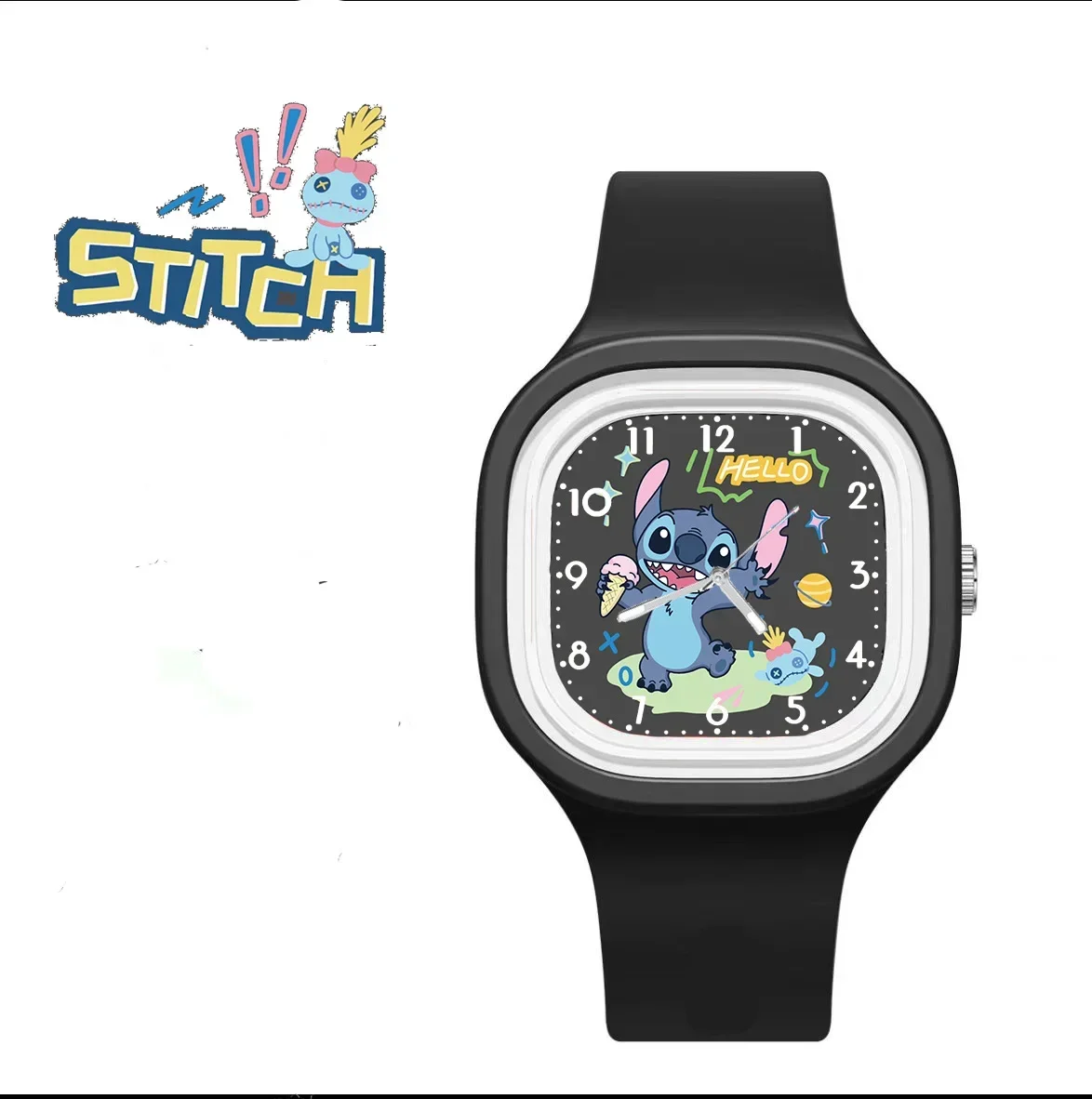 Disney-Children-s-Watch-Stitch-Cartoon-Square-Quartz-Watch-Boys-and ...