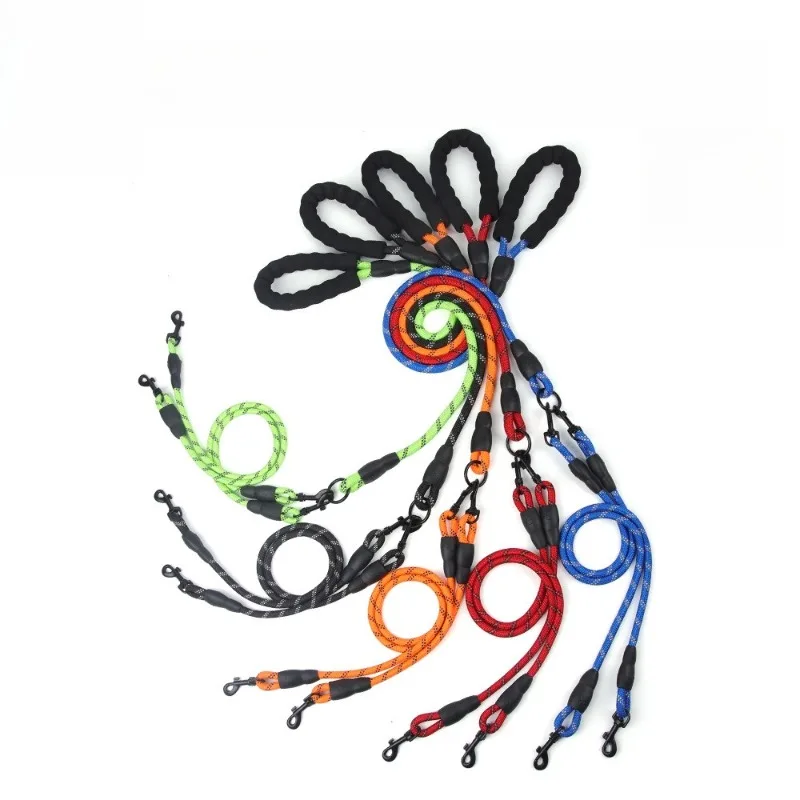 Dog Leash Nylon Small Puppy 3 Heads Pet Dual Head Traction Wear ...