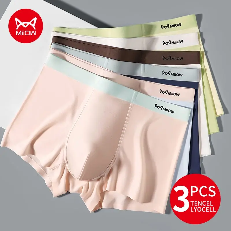 MiiOW-3Pcs-Tencel-Lyocell-Men-Underwear-Boxers-5A-Antibacterial-Inter ...