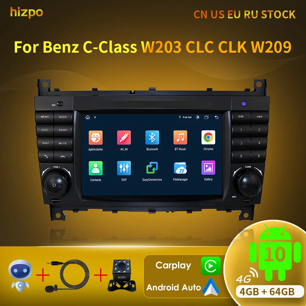 Hizpo Android Auto Car Radio Video Player For Mercedes Benz W203 C ...