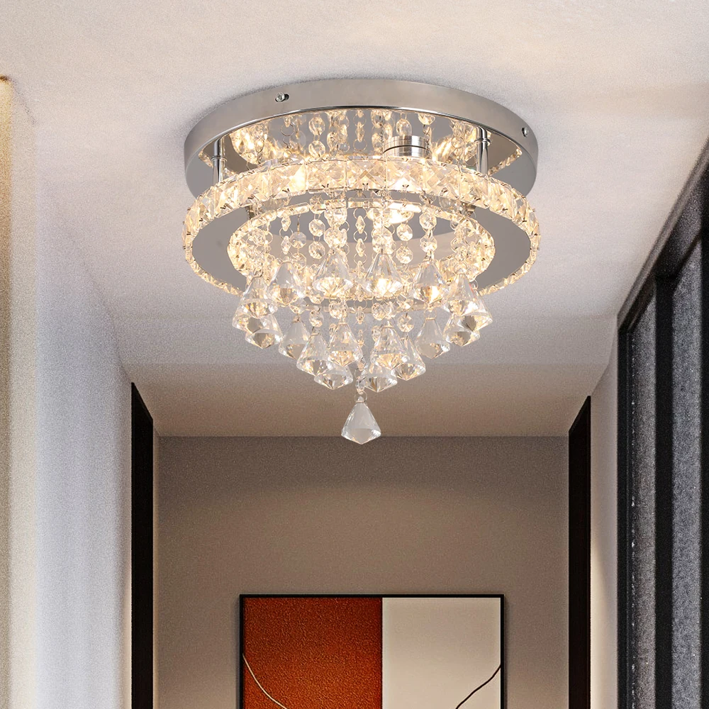 VETRULUS Crystal Led Pendant Light Hanging Ceiling Lamp Modern ...