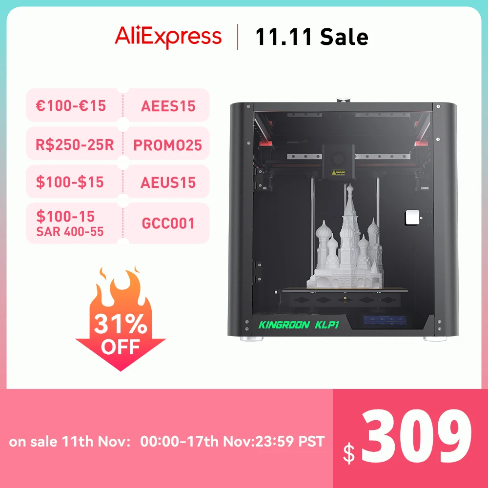KINGROON-KLP1-Professional-3D-Printer-klipper-500mm-s-High-Speed-Auto ...