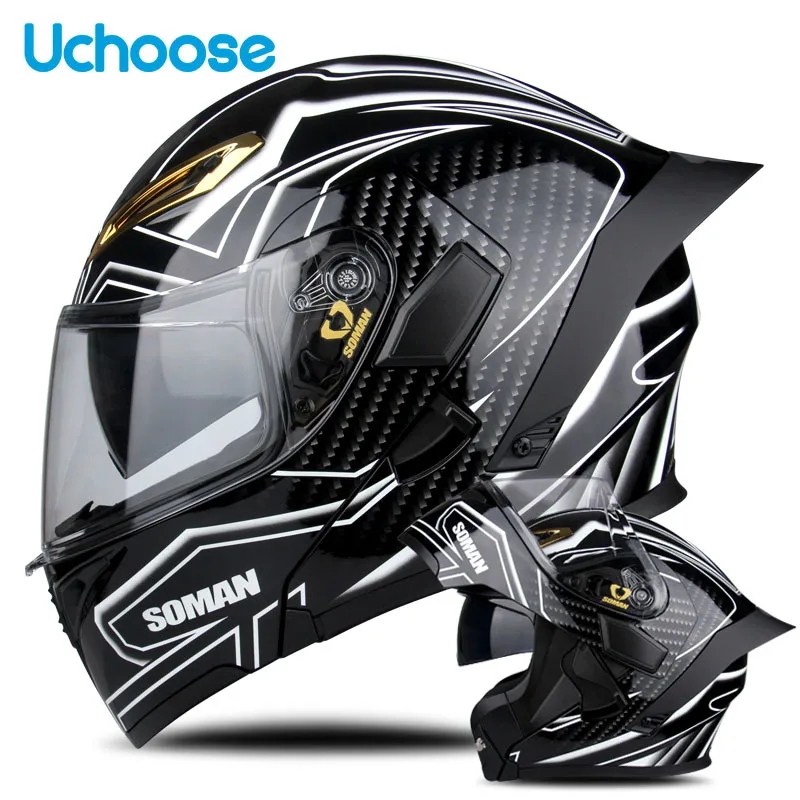 SOMAN-DOT-Approved-Full-Face-Helmets-Crash-Motorbike-Protective-Gear ...