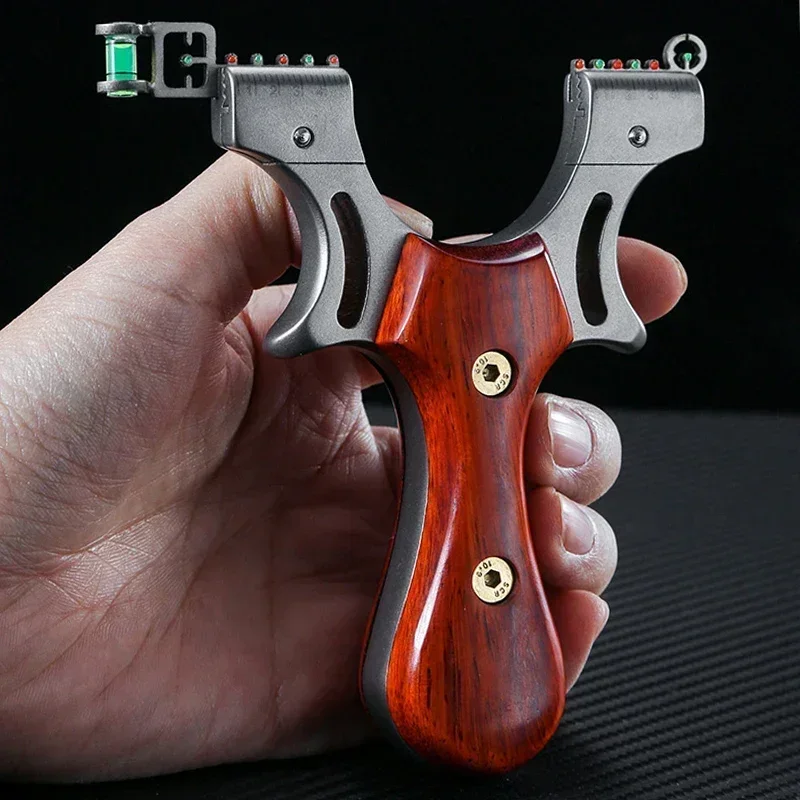 Stainless-Steel-Wooden-Handle-Slingshot-High-Precision-Powerful ...